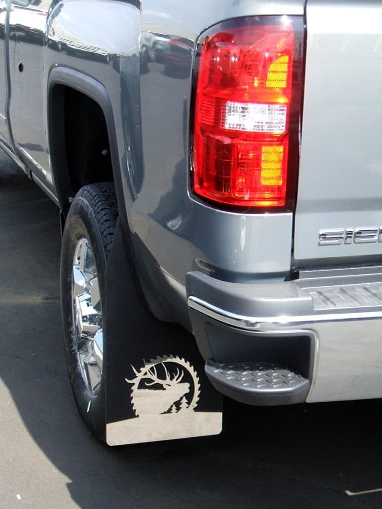 Universal 14″ Wide Rear Mud Flaps With Scenes and Logo’s Stainless ...